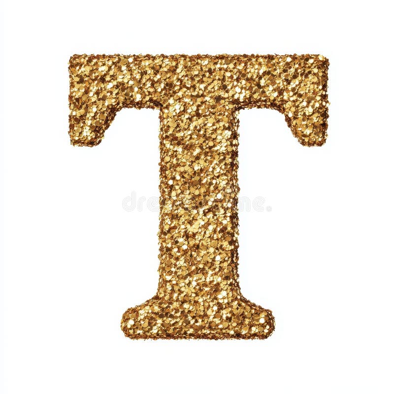A Glittery Gold Letter "T" Designed for Decorative Purposes Stock ...