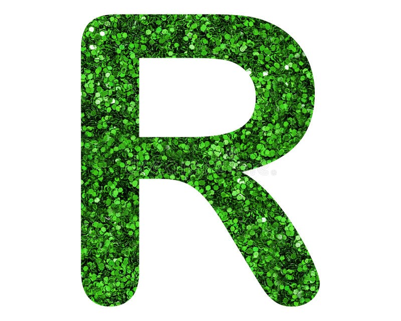 Glittery Green Letter R on a White Isolated Background Stock Image ...