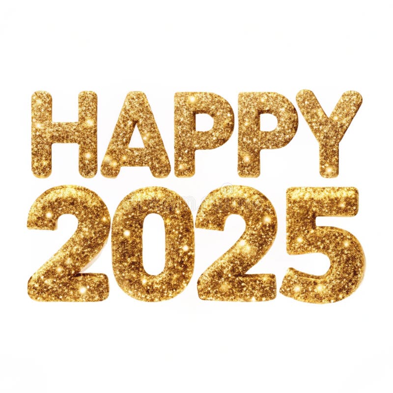 Glittery Happy 2025 text stock image. Image of season - 357928483