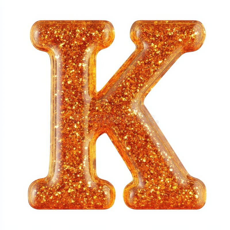 A Glittery Orange Letter "K" with a Transparent Background Stock ...