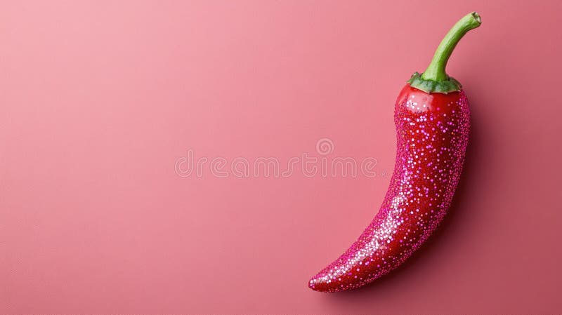 Glittery Red Chili Pepper on Pink Background Stock Image - Image of ...