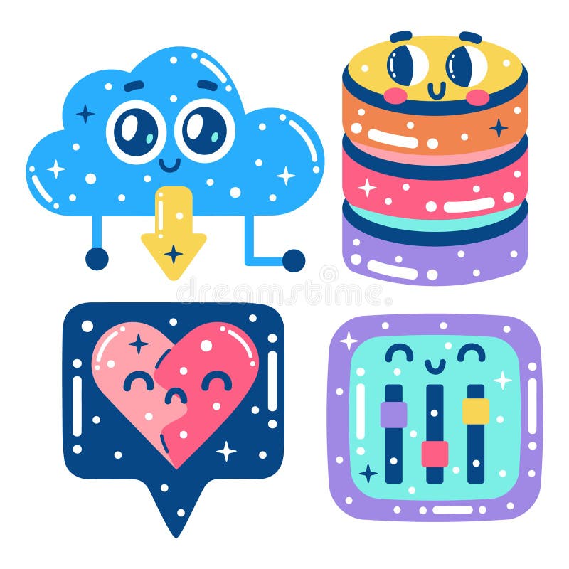 Glitzy Essentials Stickers Set Vector Illustration Stock Vector ...