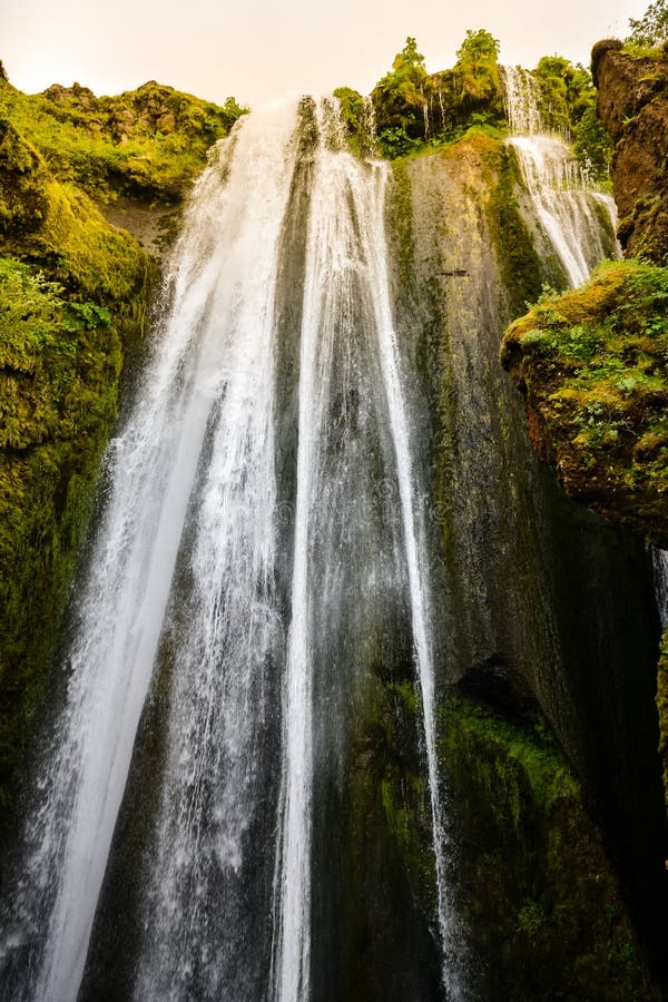 Gljufrabui Waterfall Iceland Hidden in Cave in Summer. Stock Photo ...