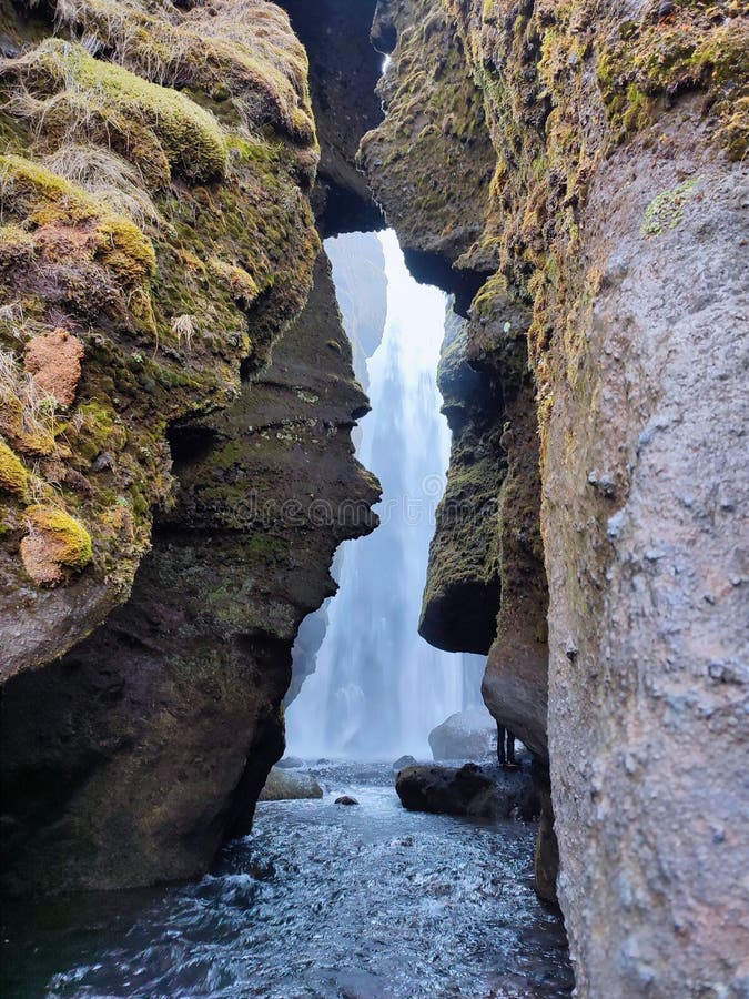 Gljufrabui Waterfall between Rocks in Iceland Stock Photo - Image of ...