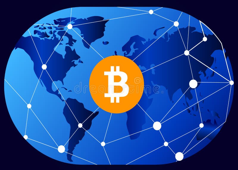 Global Abstract Bitcoin Crypto Currency Technology World Map Stock ...