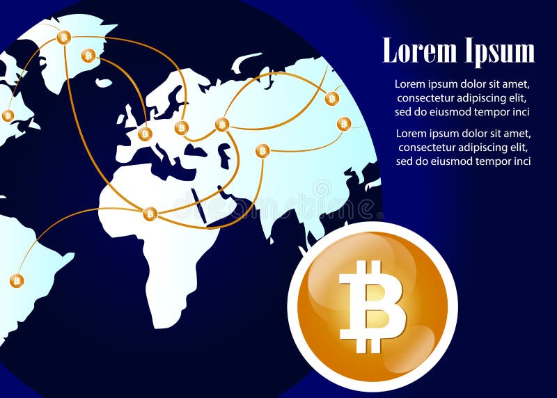 Global Abstract Bitcoin Crypto Currency Technology World Map Stock ...