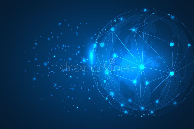 Global Abstract Digital Technology. Hi-tech Lines World Map Background ...