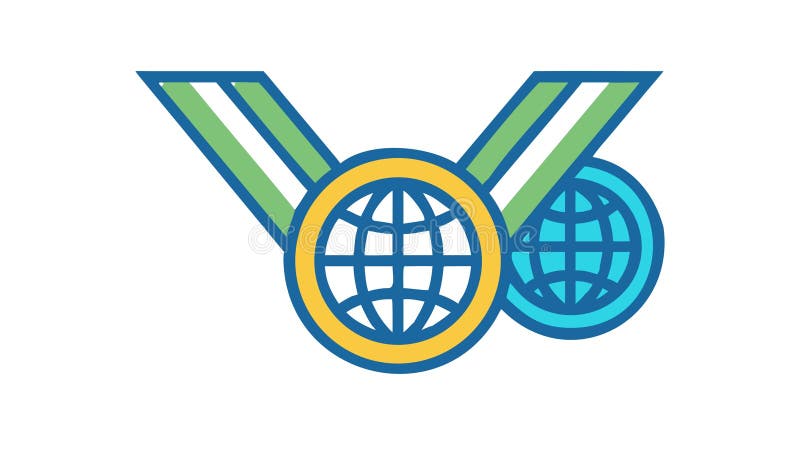 Global Achievement Medal World Map Success Icon, Vector Design ...