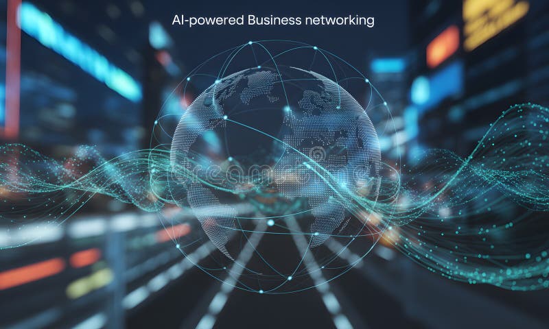 Global AI Business Network stock illustration. Illustration of blue ...