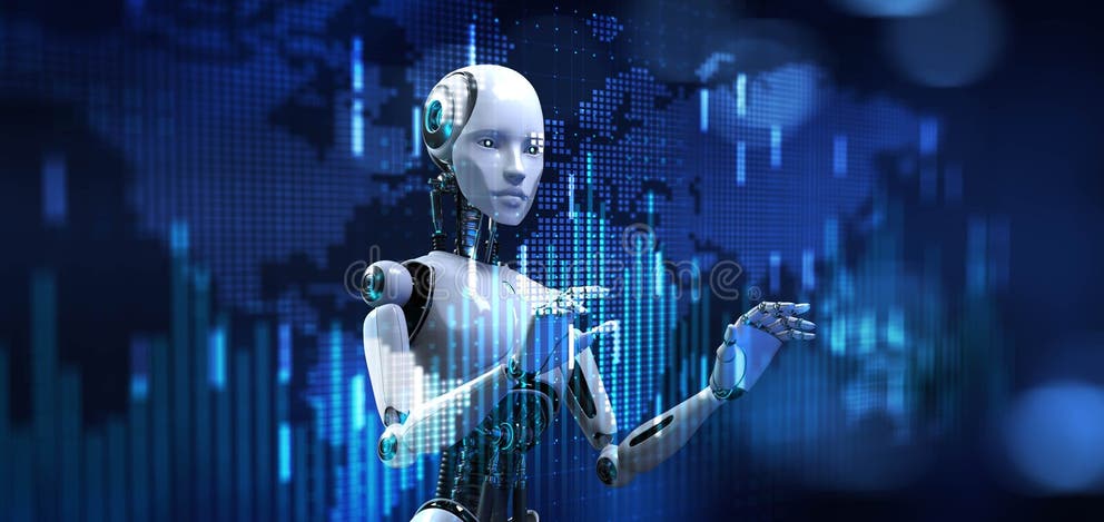 Global AI Insights in Data Analytics Visualization. 3d Render Stock ...