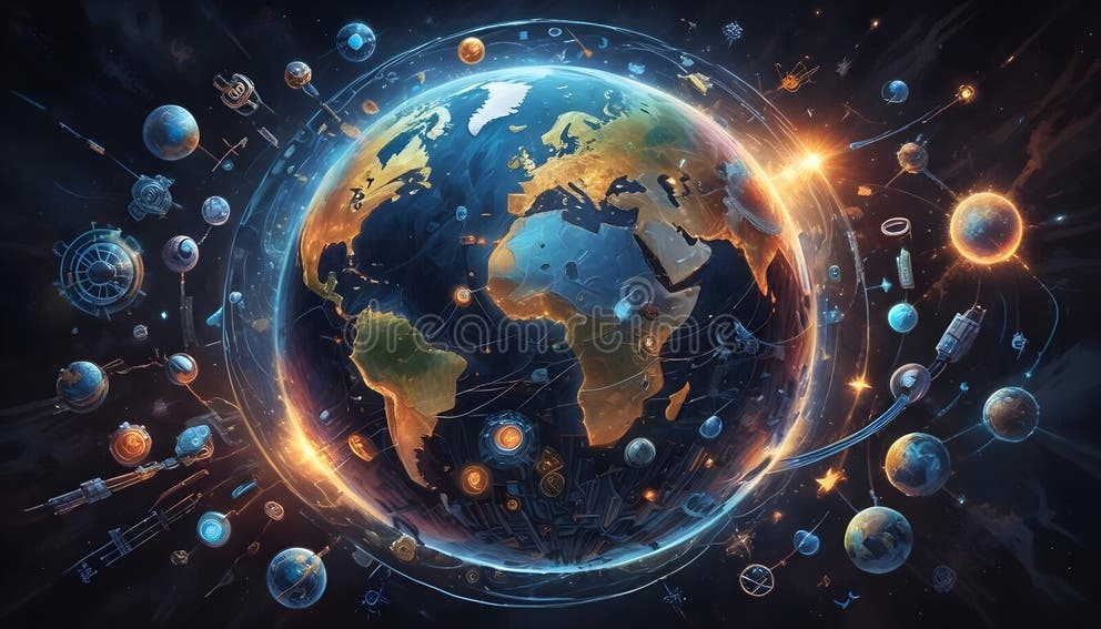 Global AI Network Visualized As a Glowing, Interconnected Web Spanning ...