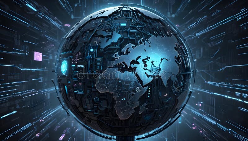Global AI Network Visualized As a Glowing, Interconnected Web Spanning ...