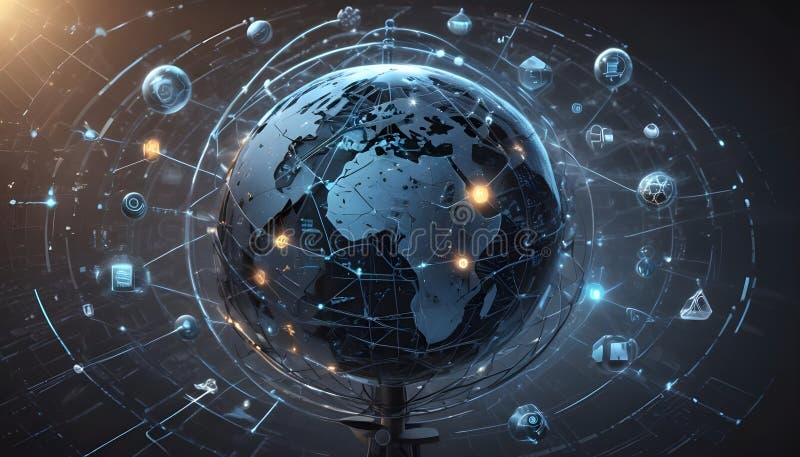 Global AI Network Visualized As a Glowing, Interconnected Web Spanning ...