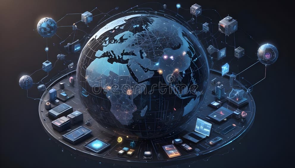 Global AI Network Visualized As a Glowing, Interconnected Web Spanning ...