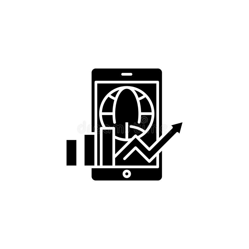 Global Analytics Black Icon Concept. Global Analytics Flat Vector ...