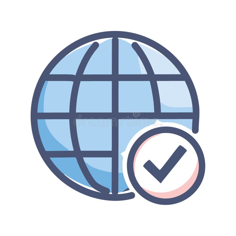 Global Approval. Globe Icon with a Checkmark, Symbolizing Global ...