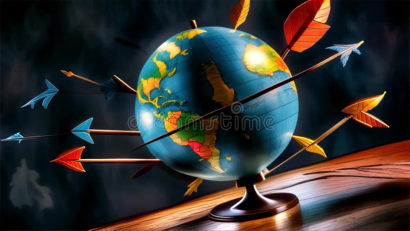 Global Arrows Piercing a World Map Stock Video - Video of diversity ...