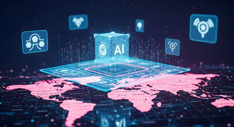 Global Artificial Intelligence Network Connecting World, Futuristic ...