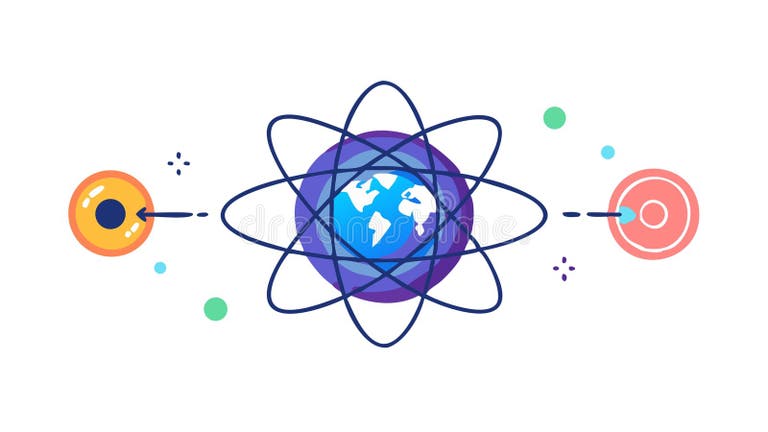 Global Atomic Research, Planetary Science, Interconnected World, Vector ...