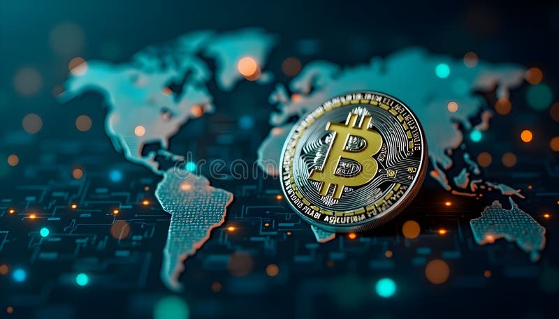 Global Bitcoin Network Visualization - Digital Currency on World Map ...