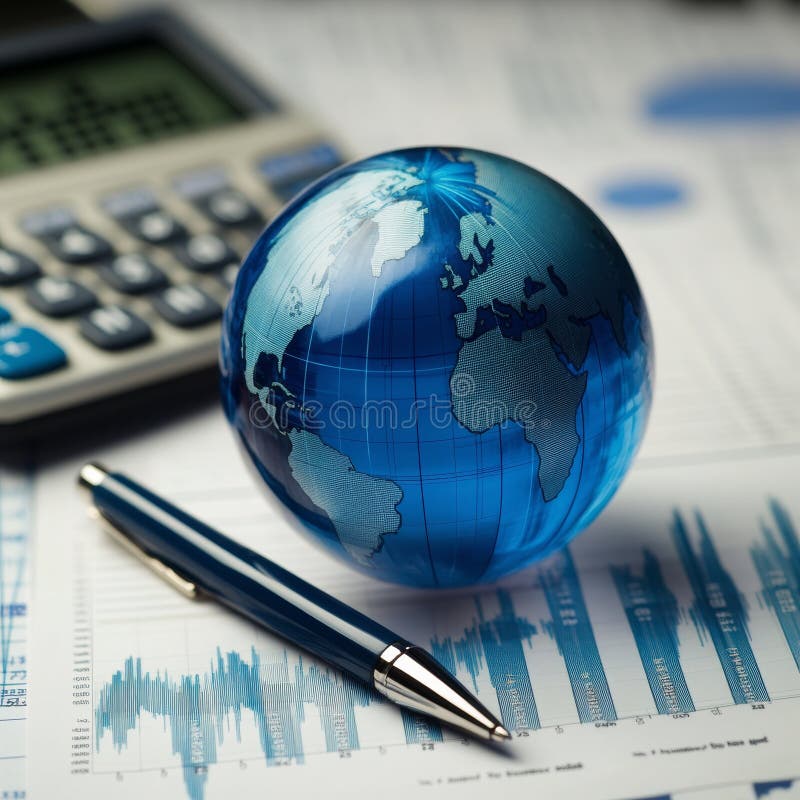 Global Business Analysis Tools with Globe, Calculator, and Charts for ...