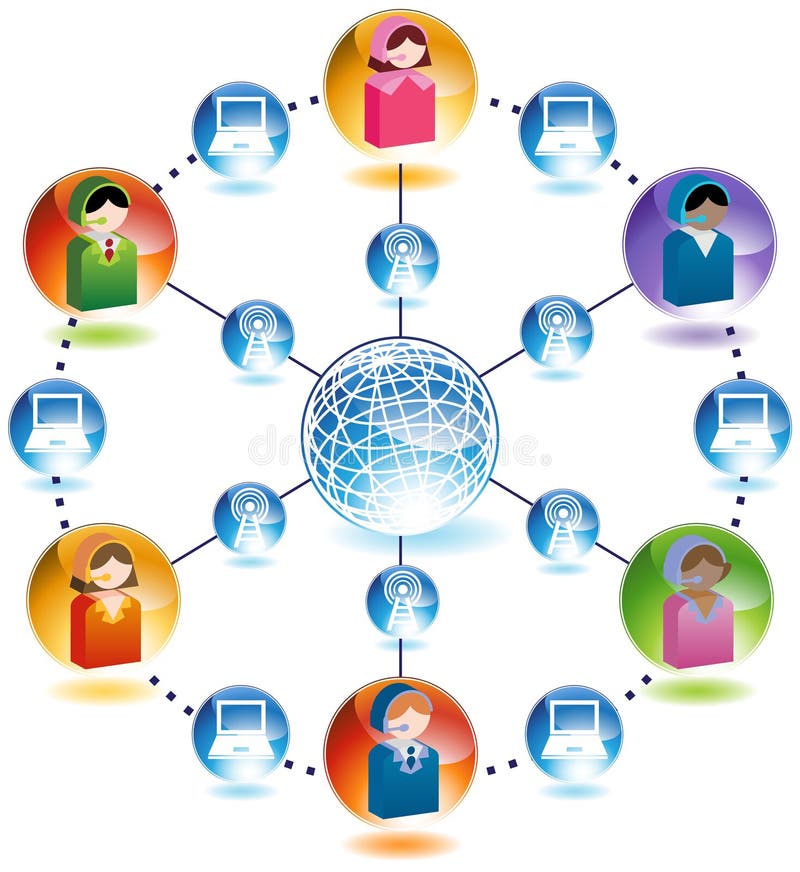 Global Communication between People on Computers Stock Vector ...