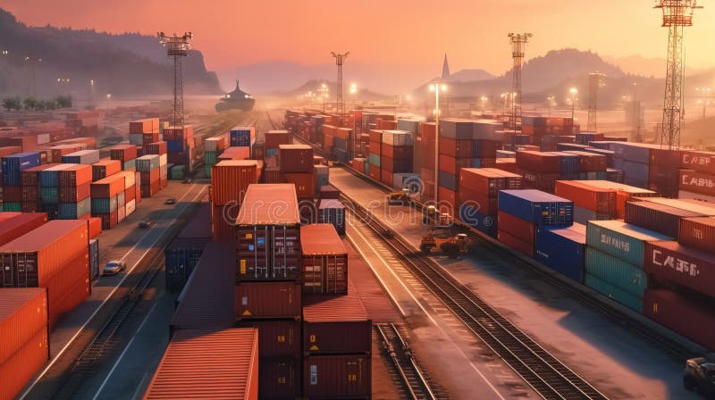 Global Business of Container Cargo Freight Train for Business Logistics ...