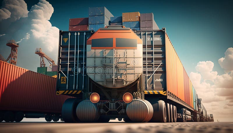 Global Business of Container Cargo Freight Train for Business Logistics ...