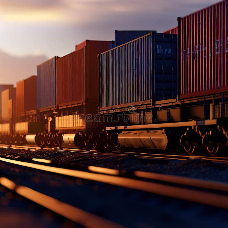 Global Business of Container Cargo Freight Train for Business Logistics ...