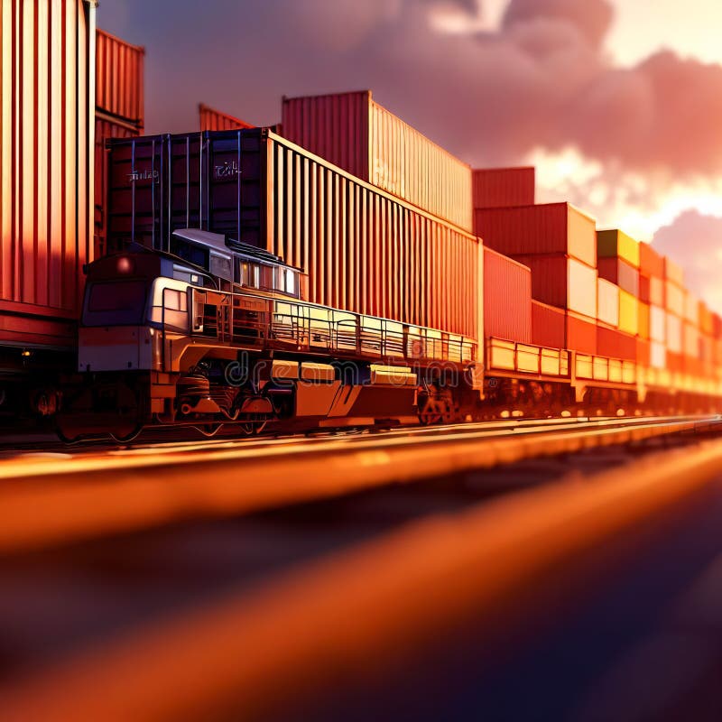 Global Business of Container Cargo Freight Train for Business Logistics ...