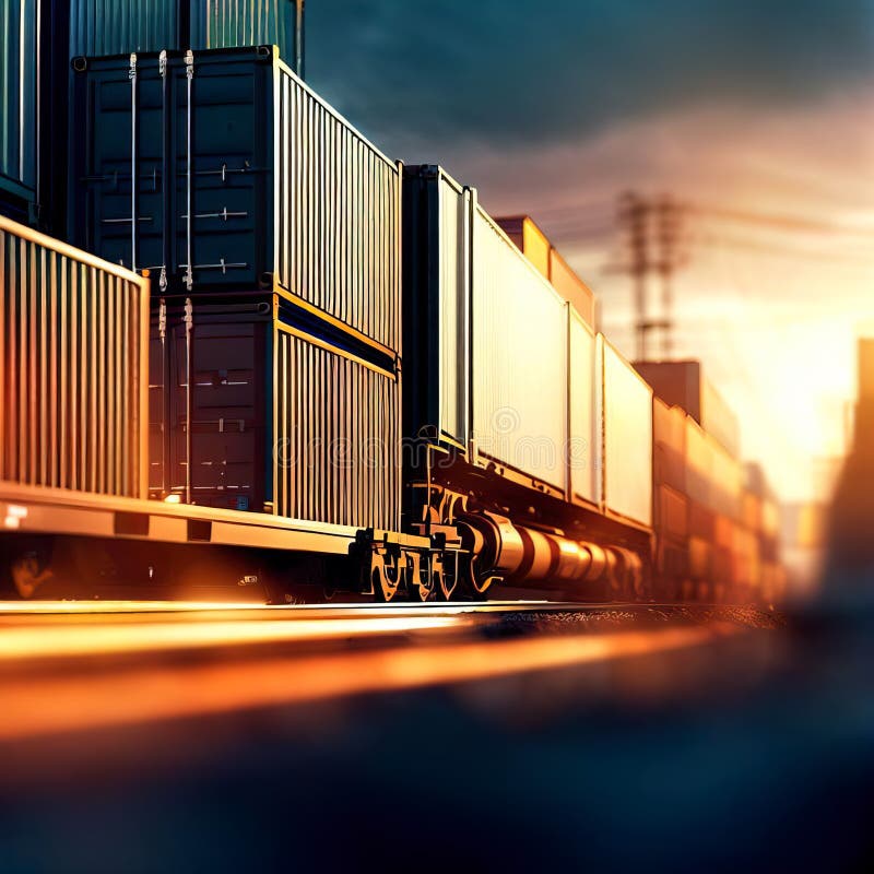 Global Business of Container Cargo Freight Train for Business Logistics ...