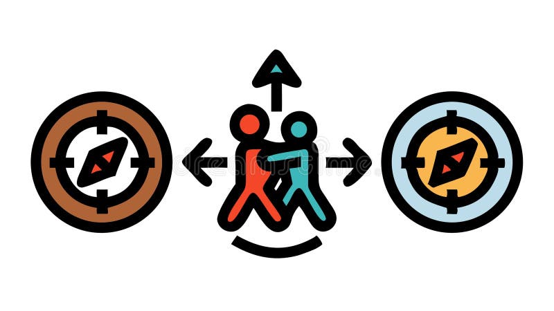 Global Business Direction: People and Compass Icon, Vector Design ...