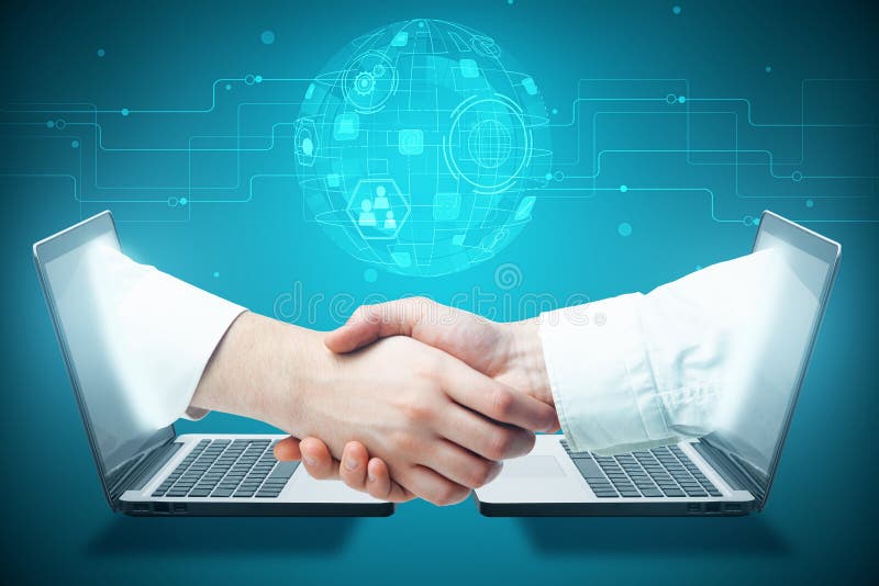 Handshake Computer Screens Stock Photos - Free & Royalty-Free Stock ...