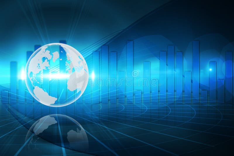 Global Business Graphic in Blue Stock Illustration - Illustration of ...
