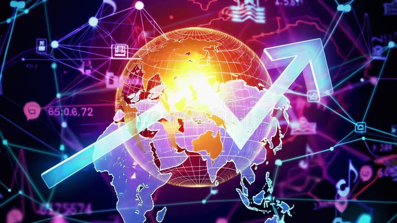 Global Business Growth Increasing with Upward Arrow and Network in Slow ...