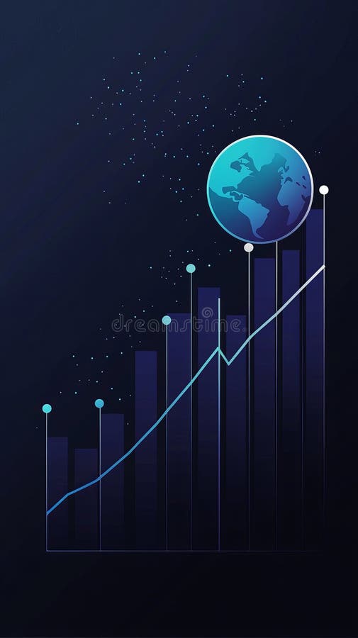 Global Business Growth Illustrated by Rising Chart with Earth Element ...