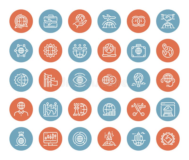 Global Business Icons stock vector. Illustration of investment - 129648739