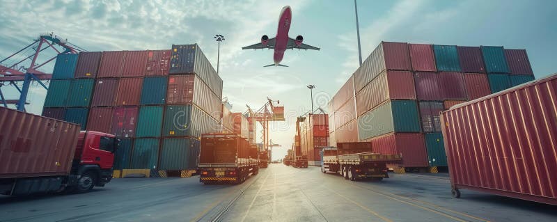 Global Business Logistics and Container Cargo Freight Train Services Stock Illustration ...