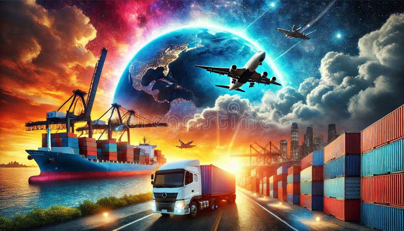 Global Business Logistics Import Export Background Stock Illustration ...