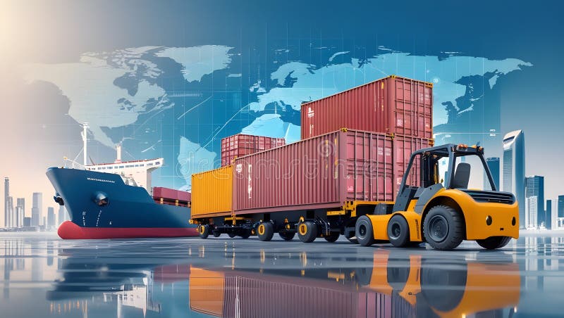 Global Business Logistics Import Export Background and Container Cargo ...