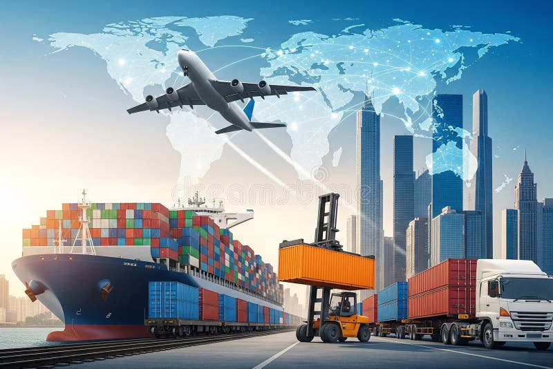 Global Business Logistics Import Export Background and Container Cargo ...