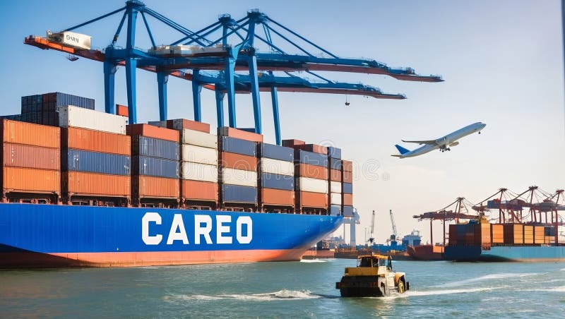 Global Business Logistics Import Export Background of Container Cargo ...