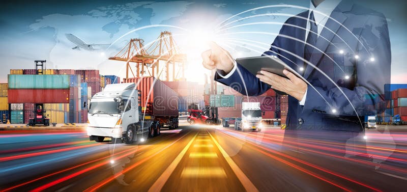 Global Business Logistics Import Export Background and Container Cargo ...