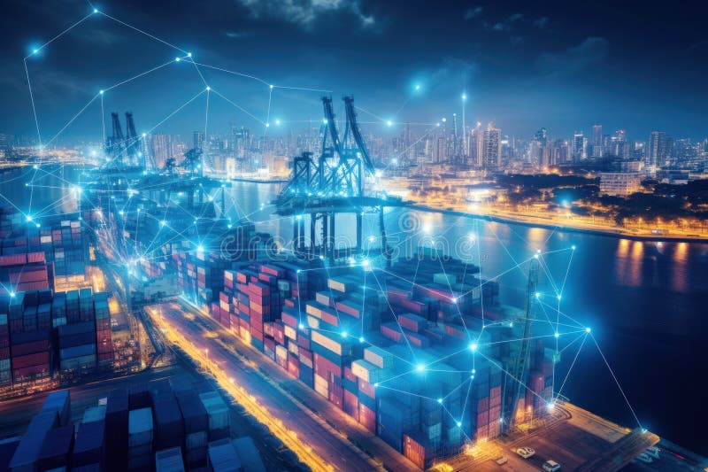 Global Business Logistics Import Export Background and Container Cargo ...