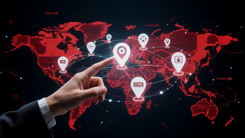 Global Business Network with Interactive Map Interface Stock ...