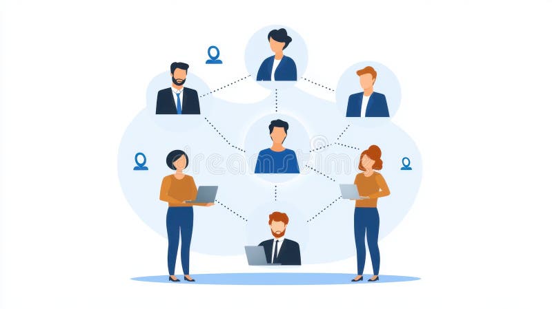 Global Business Network, Teamwork, Collaboration Stock Illustration - Illustration of ...