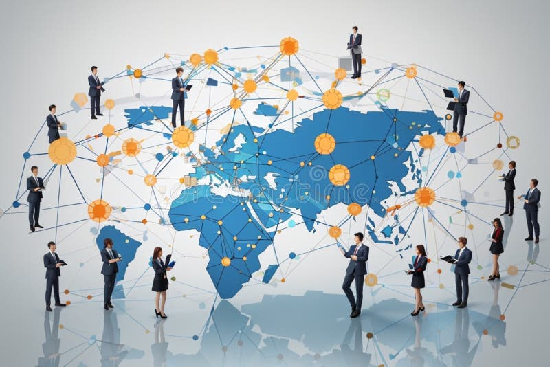 Global Business Structure of Networking Background Stock Illustration ...