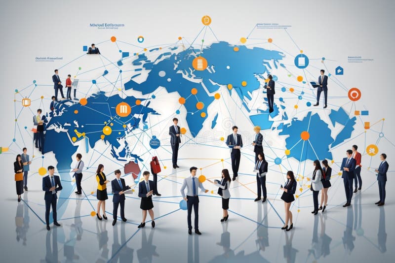 Global Business Structure of Networking Background Stock Illustration ...