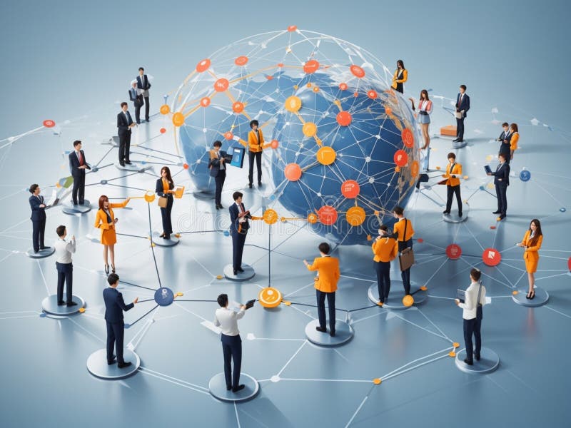 Global Business Structure of Networking Background Stock Illustration ...