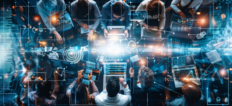 Global Business Team - Digital Networking Data Exchange Teamwork HR ...